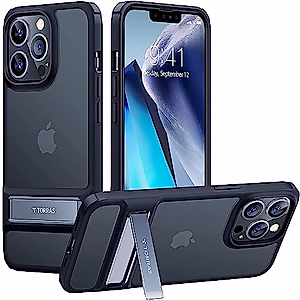TORRAS iPhone 14 Pro Max Case with Stand [10 Ft Military Drop Protection] [3 Stand Ways Built-in Kickstand] Shockproof Slim Translucent Matte iPhone 14 Pro Max Phone Cases 6.7 '' 2023, Black