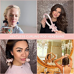 Heatless Curling Rod Headband, Heatless Hair Curler for Long Hair No Heat Hair Curlers to Sleep in Curls Ribbon Soft Hair Rollers for Women Girls