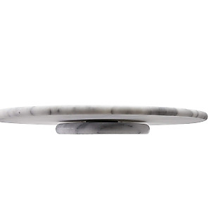 Unknown1 Off/White Marble 12" Lazy Rotating Serving Board White Stoneware
