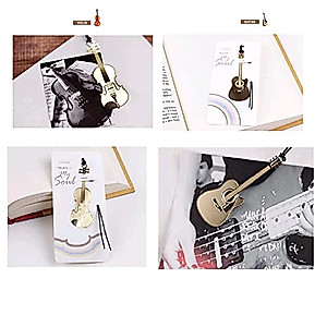 6 Pcs Musical Instrument Bookmark Metal Plated Creative Bookmark Literary Music Bookmark with Lanyard for Opening Ceremony Birthday Celebration Gift