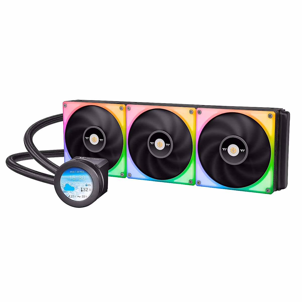 Thermaltake TOUGHLIQUID Ultra 420 RGB CPU Liquid Cooler, AMD(AM5/AM4) Intel(LGA 1700/1200), 2.1 Inch Rotational LCD Display 2000RPM Radiator Fan, TT RGB Plus 2.0. Software, CL-W370-PL14SW-A,Black
