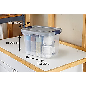 Rubbermaid Roughneck Clear 19Qt/ 4.75 Gal Storage Containers, Pack of 6, with Snap-Fit Grey Lids, Visible Base, Sturdy and Stackable, Great for Storage and Organization