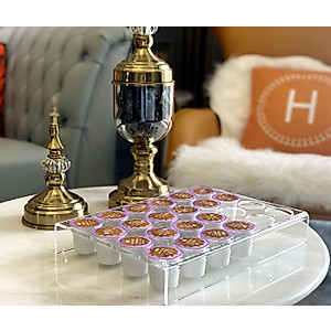 IEEK 2 Pack of 24 Slots Flat Countertop Coffee Pod Holder,K Cup Drawer Holder Organizer for Office and Kitchen,Clear Acrylic K-Cup Organizer Tray,Compatible With KCup Pods