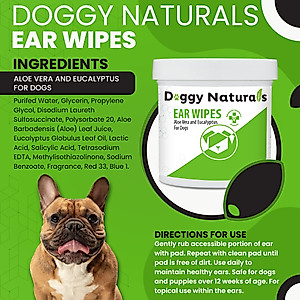Pet Health Pharma Dog Ear Cleaner Wipes with Aloe and Eucalyptus (100 Count) - Otic Cleanser for Dogs (Made in U.S.A) (100ct Wipes with Aloe & Eucalyptus)