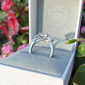 SHELOVES 2 Ct Three-stone Princess Cut Cubic Zirconia Engagement Ring for Women 925 Sterling Silver Sz 6