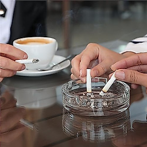 Ash Tray, Glass Ashtray for Cigarettes, Portable Decorative Modern Ashtray for Outside, Home, Office, Patio, Outdoor, Indoor, Fancy Cute Cool Ashtray, Clear/Crystal/Transparent (4.17"L x 1.41"H)