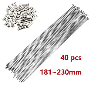40PCS 181mm-230mm Silver 14G Bicycle Spokes with Nipples Stainless Steel Mountain Road Bike (Color : 200mm)