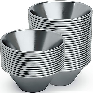 Pro-Grade Stainless Steel 1.5oz Sauce Cups 36 Pk. Reusable Stackable Metal Portion Containers for Sampling, Salad Dressing Sides or Dipping Sauces. Small Ramekin for Restaurant, Catering or Deli.