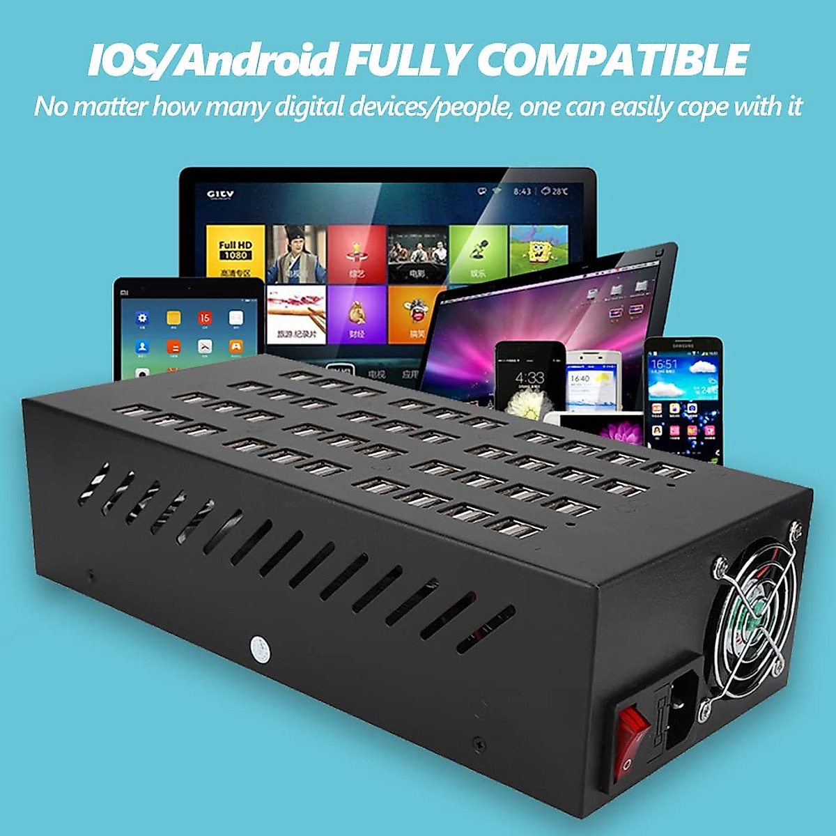 Bewinner USB Charging Port Hub, 80 Ports High Power Quick Charger USB Hub Charging Station,Built-in Supply MR,Built-in Intelligent Multiple Safety Protections,Perfect for Hotels,Factory,Schools(US)