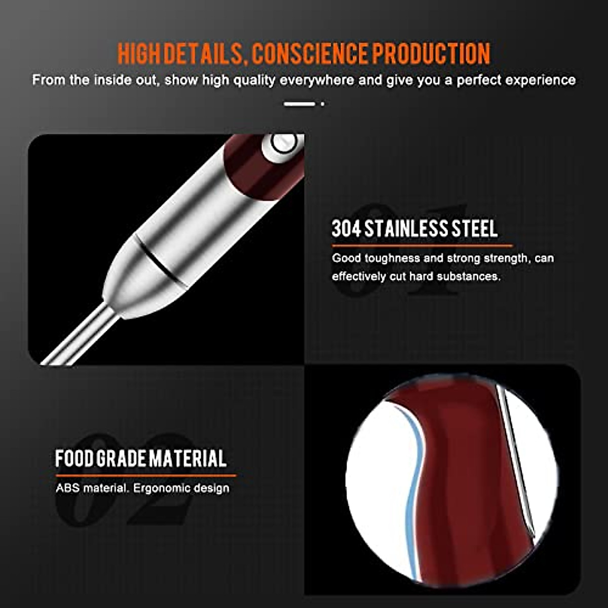 3- in-1 Immersion Hand blender, Powerful 1000W Stainless Steel Stick Blender, 4 Sharpe Blades with Whisk, Milk Frother Attachments