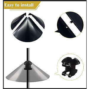 Queension 19-inch Wide Squirrel Proof Baffle,Squirrel Guard Stopper for Outside Shepherd Hooks or OutdoorBird Feeder Poles, Save Bird Houses from Squirrels, Rodents and Raccoons, Black, 2 Pack…