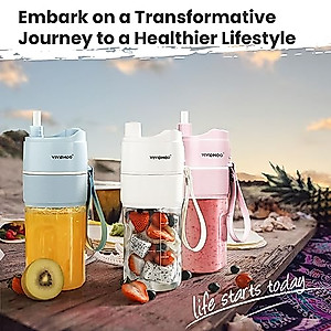 Pink Personal Blender - Portable Shakes & Smoothies Maker, 16 Oz, USB Rechargeable, Fresh Juicer