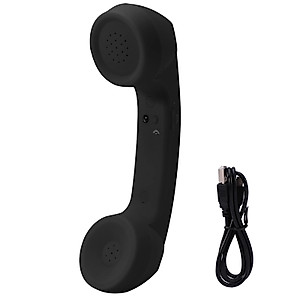 Retro Cordless Telephone Handset, Classic Vintage Radiation Proof Wireless Bluetooth Telephone Handset Receivers Headphones, USB Rechargeable (Black)