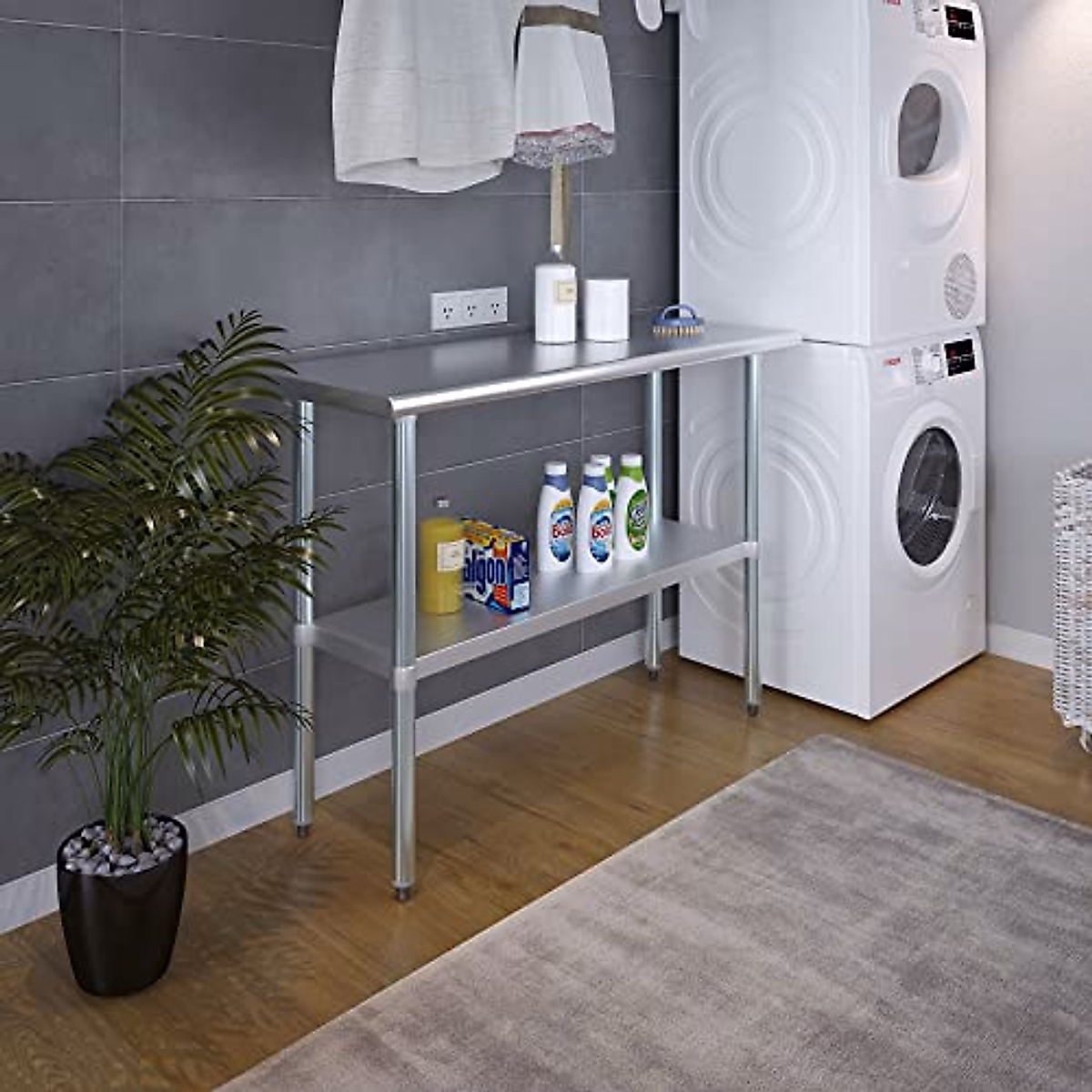 AmGood 18" X 48" Stainless Steel Work Table | Metal Kitchen Food Prep Table | NSF