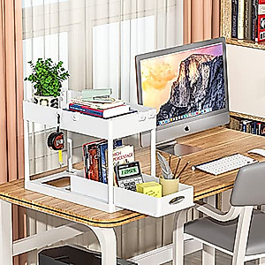 PUILUO Under Sliding Cabinet Basket Organizer, 2 Tier Under Sink Organizers White Under Sink Storage for Bathroom Kitchen