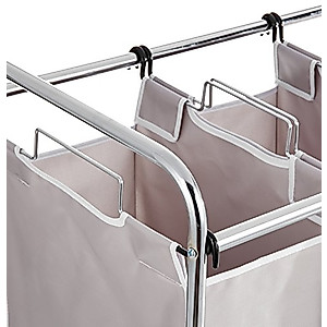 Amazon Basics 3-Bag Rectangular Laundry Hamper Sorter Basket, Grey