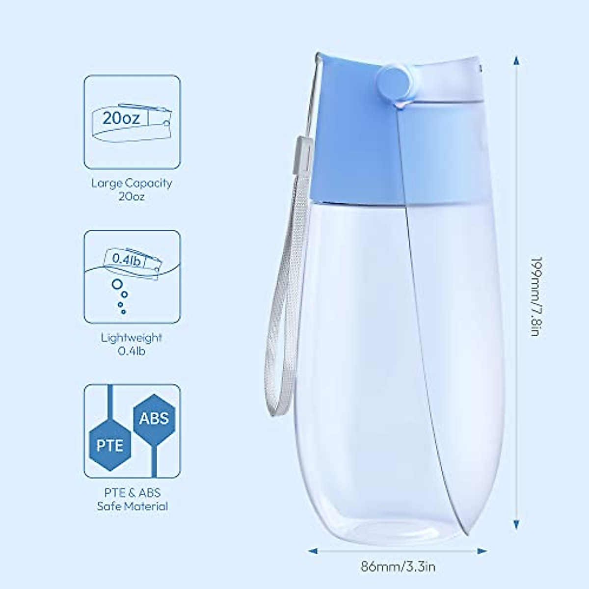 Velmata Portable Dog Water Bottle for Walking 20 oz Dog Water Bowl Dispenser Leak-Proof Pet Water Bottle Dog Travel Water Bottle Large Capacity Dog Accessories for Puppy Small Medium Large Dogs (Blue)