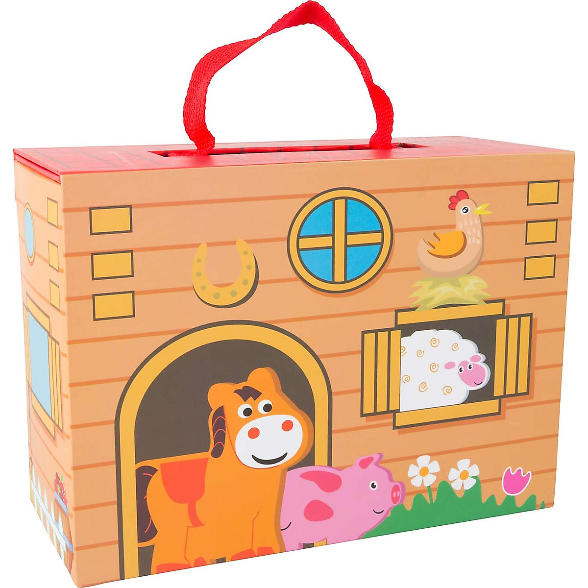 Small Foot Wooden Toys Farm Themed playworld in a Carrying case Designed for Children 3+, Multi (11111)