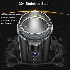 TOTMOX Car Heating Cup, Intelligent Temperature Control LCD Digital Display 450ml/15oz, Insulated Travel Coffee Mug Double Wall Vacuum Insulated Tumbler for Coffee, Tea & Drinks