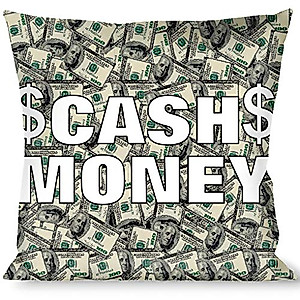Pillow Decorative Throw Cash Money Dollar Bills White Fill