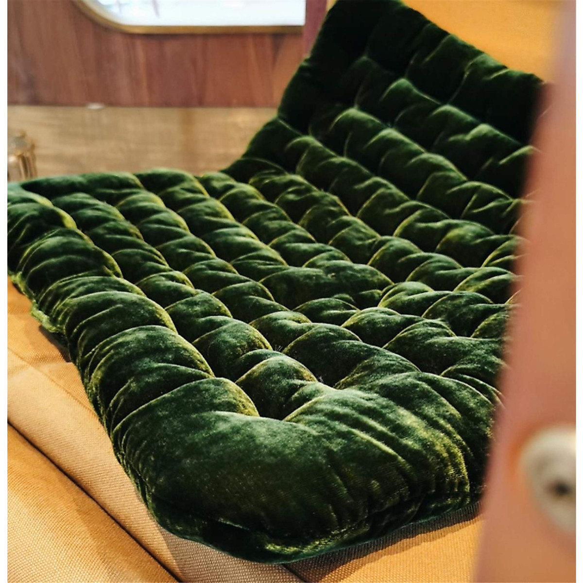 Emerald Velvet Sofa Decor Cushion, French Mattress Cushion for Rocking Chair, Floor Velvet Seat Pad 17 Inches (Emerald)