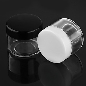 Accmor 15 Pieces Empty Clear Plastic Sample Containers with Lids 10/15/ 20 Gram Size Cosmetic Pots Jars with 5 Pieces Mini Spatulas