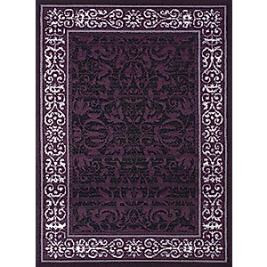 United Weavers Dallas Baroness Area Floor Rug - Plum, 5x8, Modern Indoor Area Rug with Bordered Pattern, Jute Backing