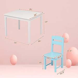 Children's Wooden Table and Chair Set,Kids Wooden Table and Chairs, 5 Pieces Set Includes 4 Chairs and 1 Activity Table, Picnic Table with Chairs for Kids (Colorful)