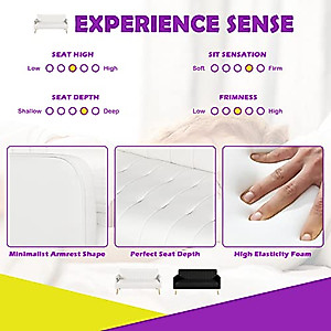 TYBOATLE 57“ W Mid-Century Striped PU Leather Loveseat Sofa w/ 2 USB Charging Ports, Modern Love Seats Couch w/Pillow for Small Space, Living Room, Office, Apartment, Dorm (White)