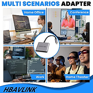 HBAVLINK USB C to Dual HDMI Adapter for Dual Monitor, w/2pack HDMI Cable, Supports Dual 4K@30Hz, Compact Aluminum Alloy Housing