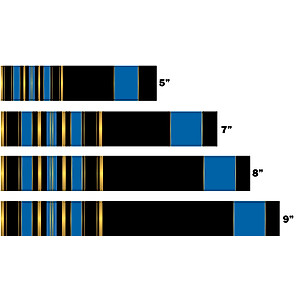 White Water Archery Non-Laminated Black Background Blue Stripe Traditional 17 Crest Arrow Wraps 15 pk Choose Length Width (7, 1.12)