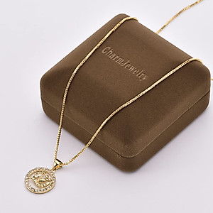 CharmJewelry 12 Constellation 18K Pendant Twelve zodiac logo gold jewelry Original Female 18K Light Luxury Fairy wind box Zai chain Zircon rhinestone pendant souvenir gift(Taurus)