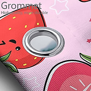 Zmcongz Lovely Strawberry Bathroom Sets with Shower Curtain and Rugs and Accessories Cute Fruit on Pink Background Bathroom Decor Bath Curtain with Rugs Toilet Lid Cover Bath Mat, 72x72 Inch