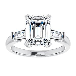 10K/14K/18K Solid White Gold Handmade Engagement Ring, 3 CT Emerald Cut Moissanite Solitaire Ring, Wedding Ring Set for Women/Her, Anniversary/Propose Gifts, VVS1 Colorless, Jewelry