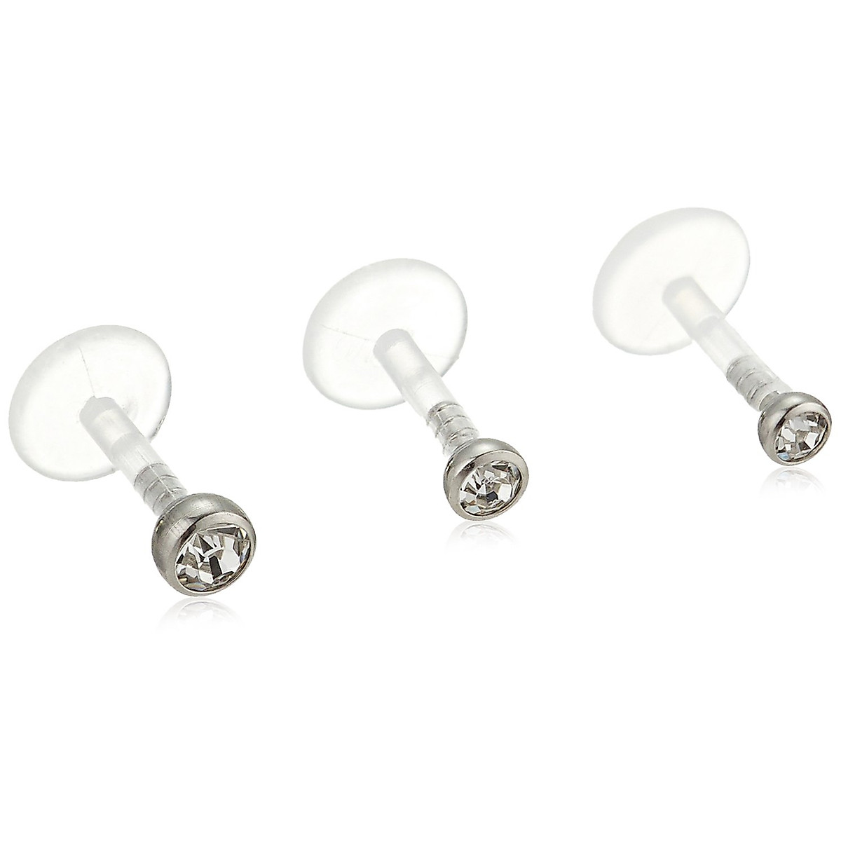 Body Candy Women's Clear Bioplast Triple Forward Helix Body Piercing Barbell 3 Pack 16 Gauge 1/4", White, One Size