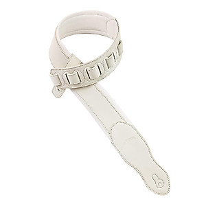Walker & Williams G-04-WHT Ivory White Handmade Guitar Strap With Arctic White Padded Glove Leather Back For Acoustic, Electric, And Bass Guitars