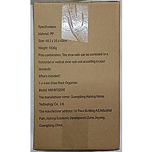 Baffect Shoe Rack Organizer, DIY Free Combination Plastic Shoe Storage, Stackable 8 Pair Shoe Shelf for Closet, Entryway and Hallway (4 Tiers)