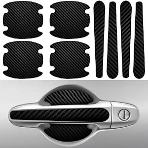 8Pcs Car Door Handle Protector - Car Stickers Door Handle Cover Carbon Fiber Vinyl Wrap Black Sticker - Car Door Handle Sticker Pack Paint Protection Film for Cars - Car Door Handle Scratch Protector