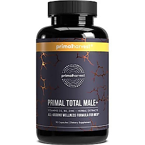 Primal Harvest Primal Total Male Natural Tribulus Terrestris, Fenugreek, Korean Ginseng, Maca Root Horny Goat Weed for Men Booster, Max Boost 90 Capsules…