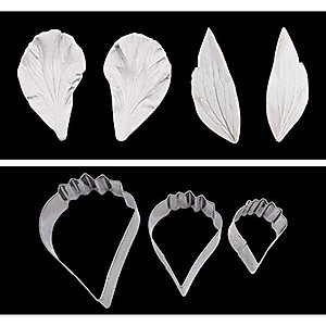 AK ART KITCHENWARE Sugarpaste Flower Craft Tools Silicone Veiner Molds and Fondant Cutters Set Cake Decorations Bakery Tools (Hibiscus)