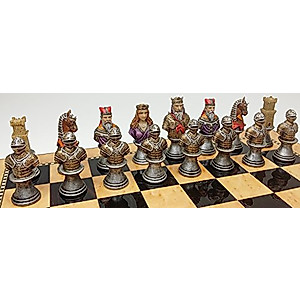 Medieval Times Crusades RED & Green Busts Set of Chess Men Pieces Hand Painted