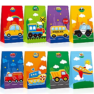 32 Pieces Mini Transportation Goodie Bags Transportation Birthday Party Supplies Transportation Party Favor Bags Cars Theme Birthday Party Decorations for Kids Birthday Baby Shower Party Supplies