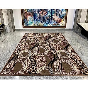 AS Quality Rugs Perfect Modern Boho Vintage Door Mat for Living Room, Bedroom, Entryway, Eco-Friendly, Long-Lasting, Indoor & Outdoor, Easy-Cleaning & Washable, Pet-Friendly, (Brown Medium 5X8)