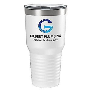 Personalized 30oz (17 Colors) Printed Insulated Stainless Steel Powder Coated Tumbler with Lid - Custom Promotional Items with your Logo - Bulk Company Small Business Party Favors (White)