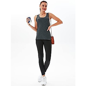 SILKWORLD Womens Athletic Tops Tank Tops for Women Casual Summer Open Back Workout Tops for Women, Black Grey, XXL