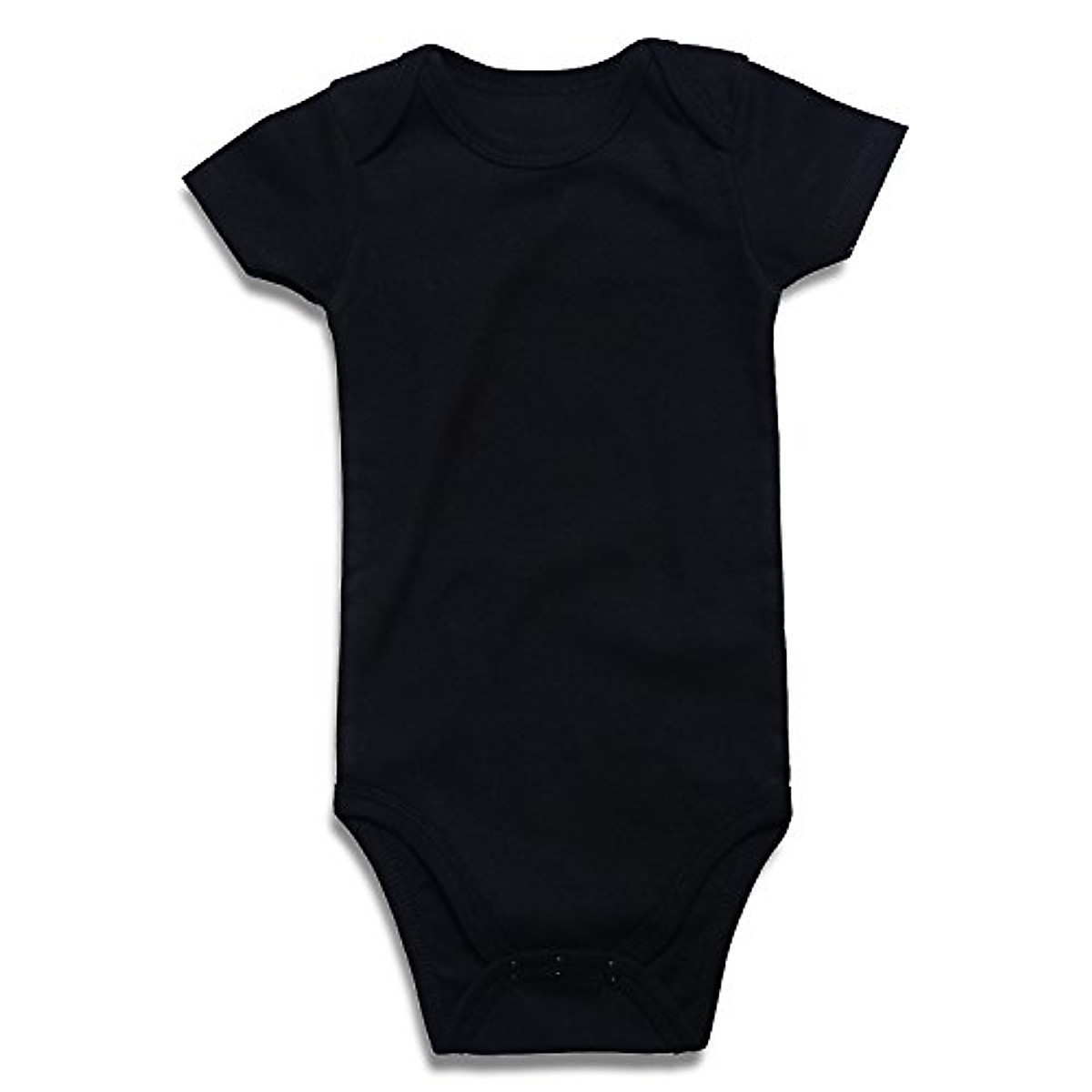 ROMPERINBOX Unisex Solid Black Baby Bodysuit 0-24 Months Multi-packs Interlock 195 Gsm (0-3M, Black 5 Pack)
