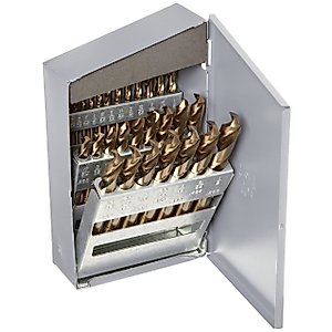 Chicago Latrobe 69853 559 Series Cobalt Steel Short Length Drill Bit Set In Metal Case, Gold Oxide Finish, 135 Degree Split Point, Inch, 29-piece, 1/16" - 1/2" in 1/64" increments