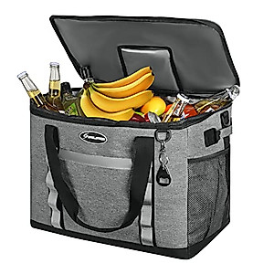 CleverMade Collapsible Cooler Bag, Heather Grey/Black & Maelstrom Collapsible Soft Sided Cooler - 75 Cans Extra Large Lunch Cooler Bag Insulated Leakproof Camping Cooler, Grey