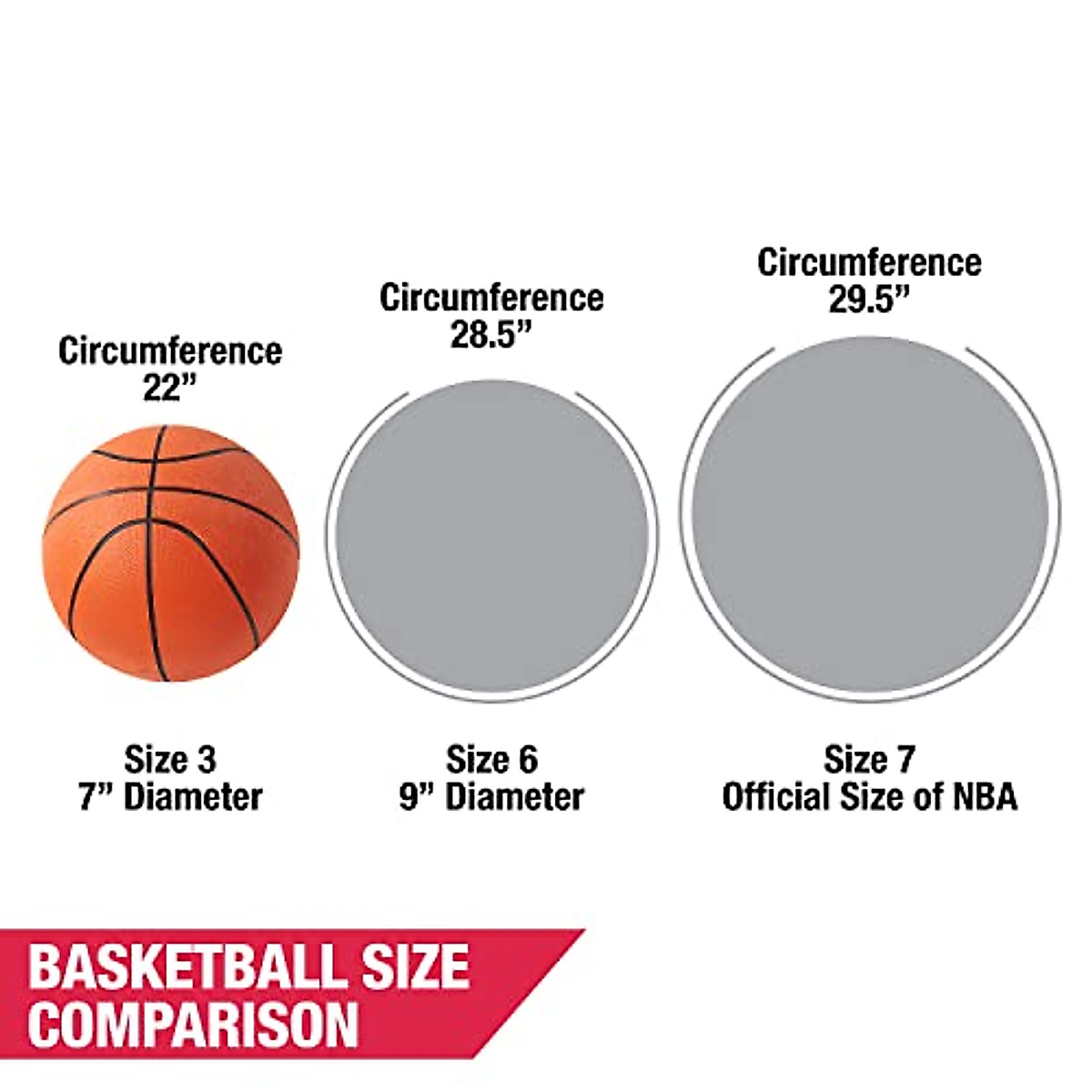 Hall of Games Size 3 Basketball, Indoor & Outdoor 3-Pack, 7-inch Diameter Durable Rubber Ball, Perfect for Arcade Games