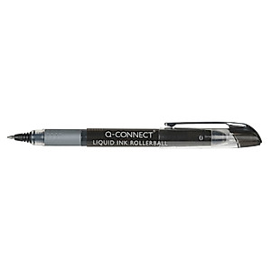 Q Connect 0.5mm Liquid Ink Rollerball Pen - Black (Pack of 10))